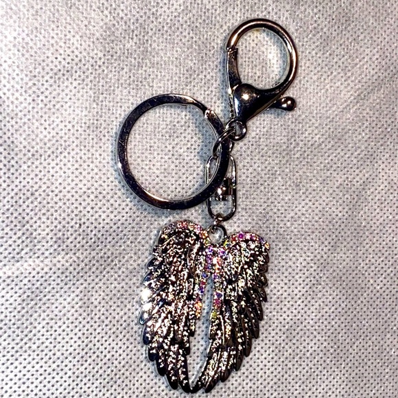 Boutique | Jewelry | New Silver Diamond Angel Wings Keychainbag Charm ...